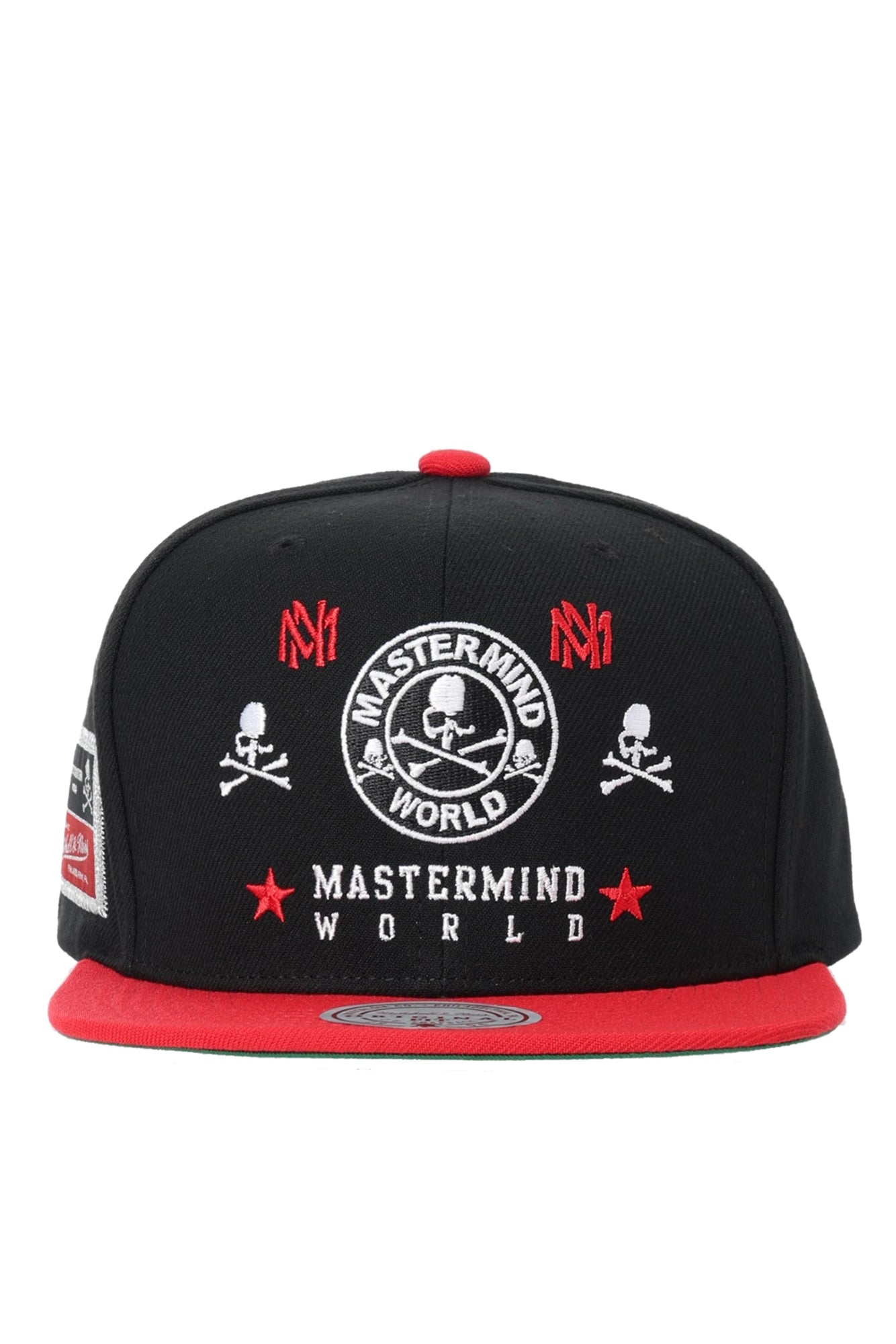 MASTERMIND WORLD × Mitchell&Ness FW24 SNAPBACK BLACK / RED/BLK - NUBIAN