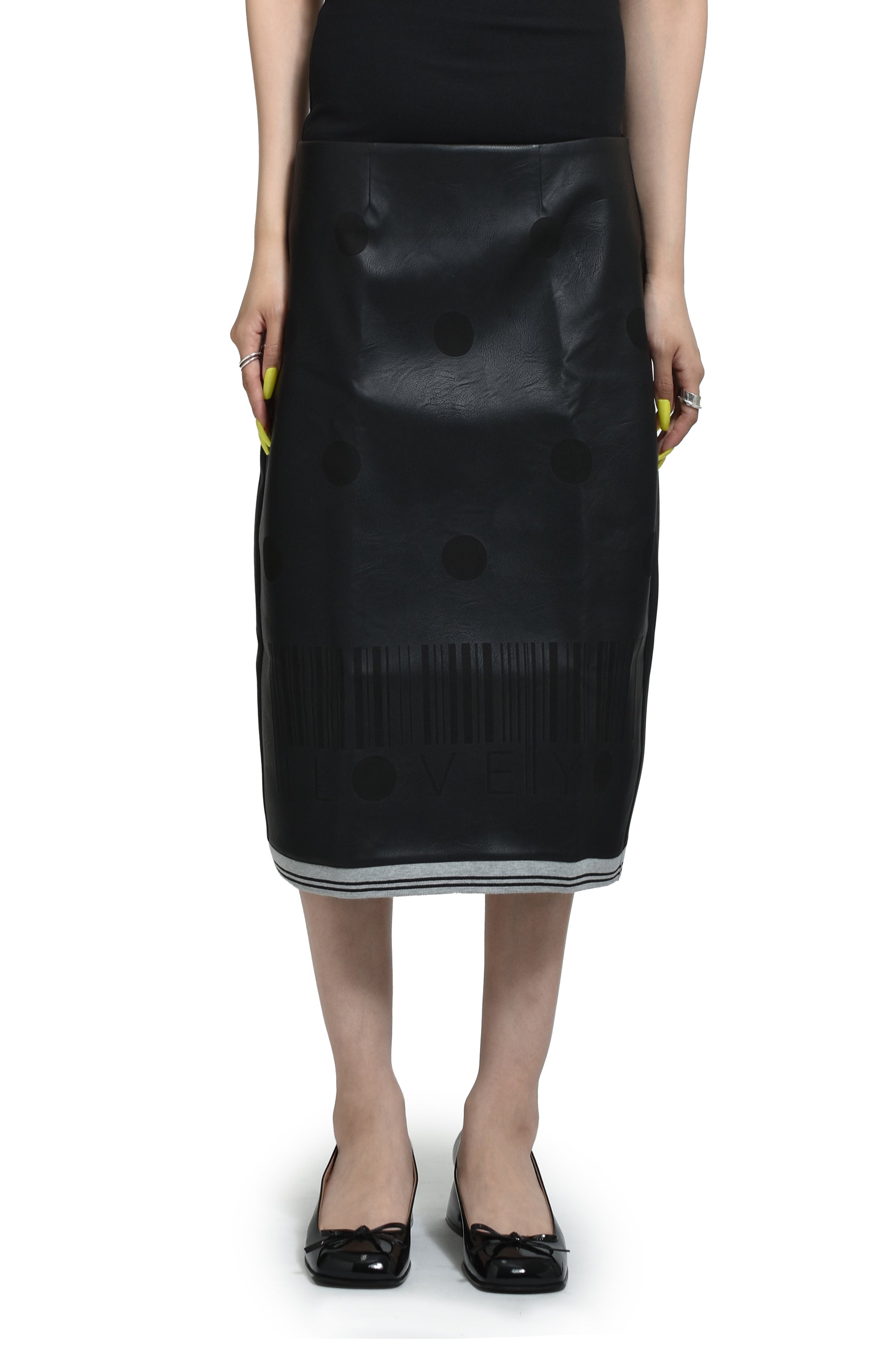 Urte Kat ウルテ カット SS25 I LOVE YOU LEATHER MIDI SKIRT / BLK - NUBIAN