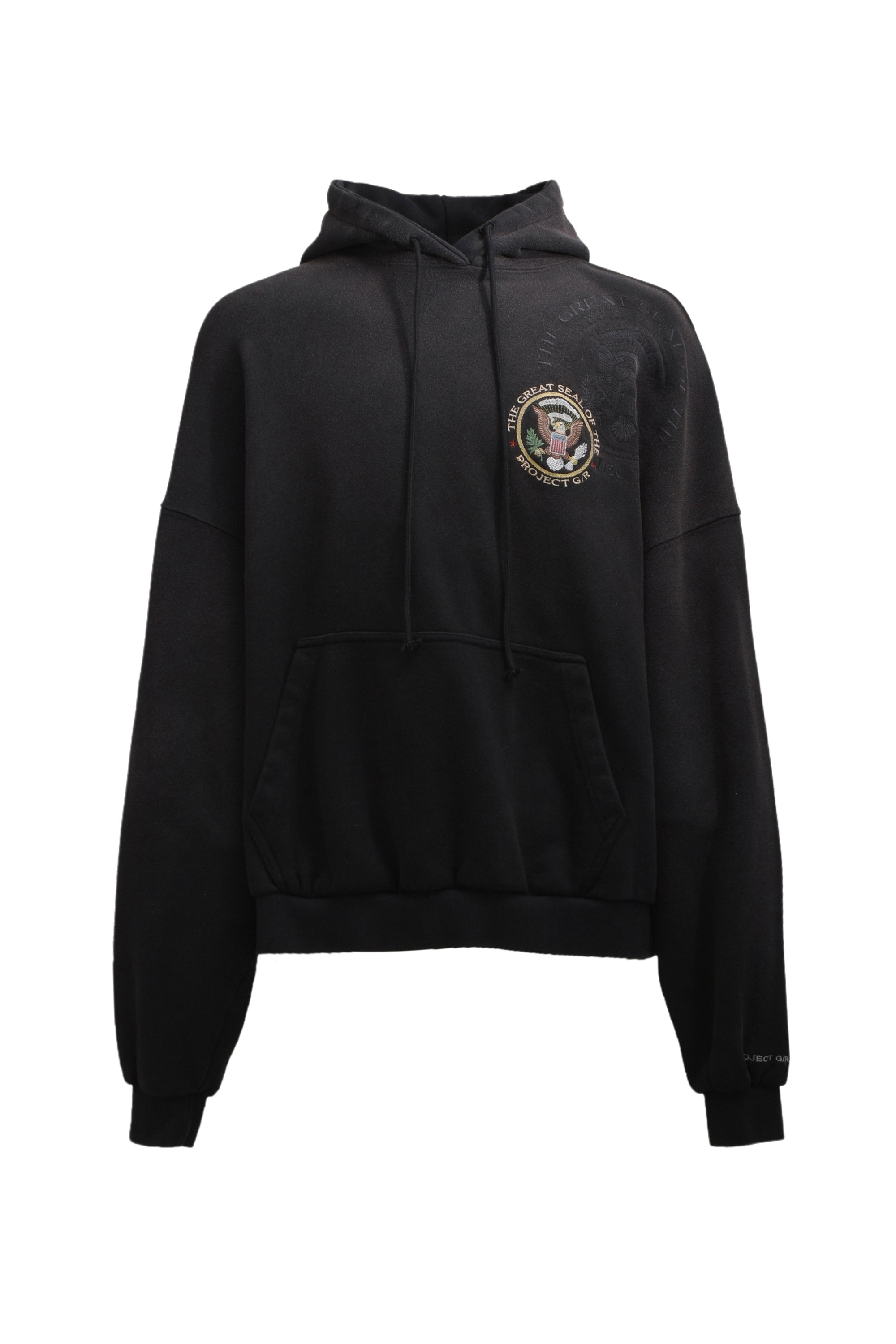 PROJECT G/R プロジェクト ジーアール SS24 TGS EMBROIDERED WASHED HOODIE / VTG BLK ...