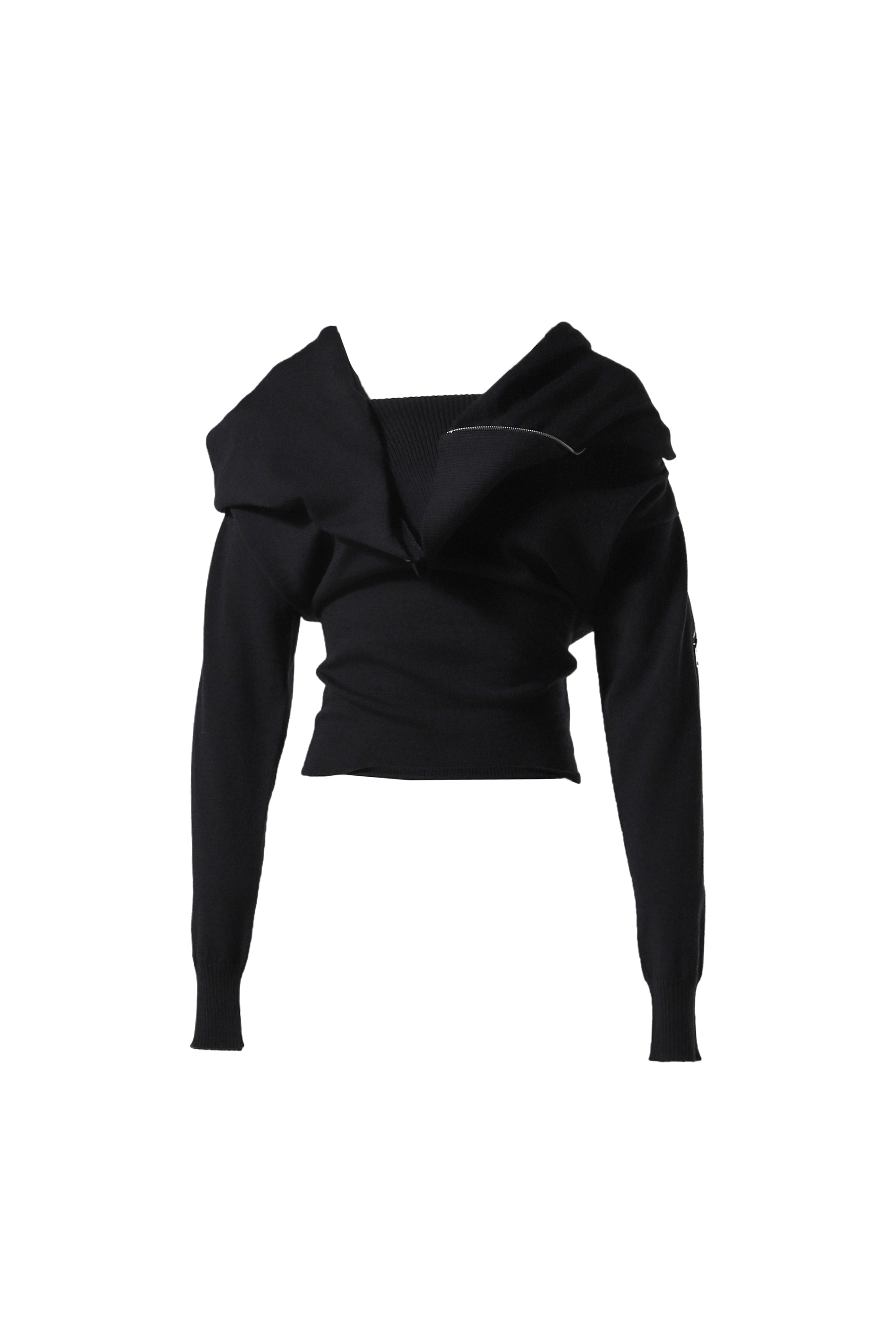 Y/PROJECT ワイプロジェクト FW24 ZIP INSERT KNIT TOP / BLK - NUBIAN