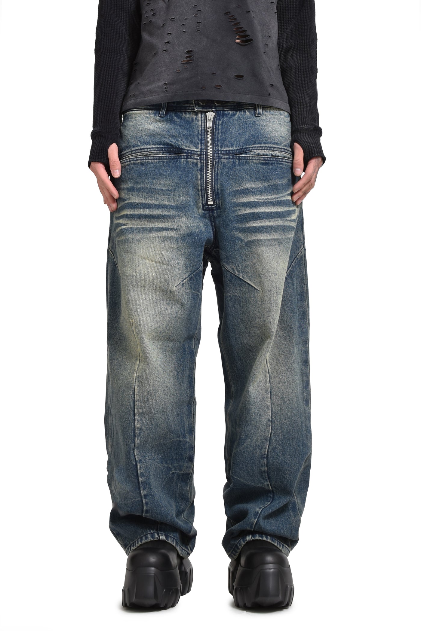 FILTH フィルス FW24 FRONT ZIP BAGGY DENIM / D.IND - NUBIAN