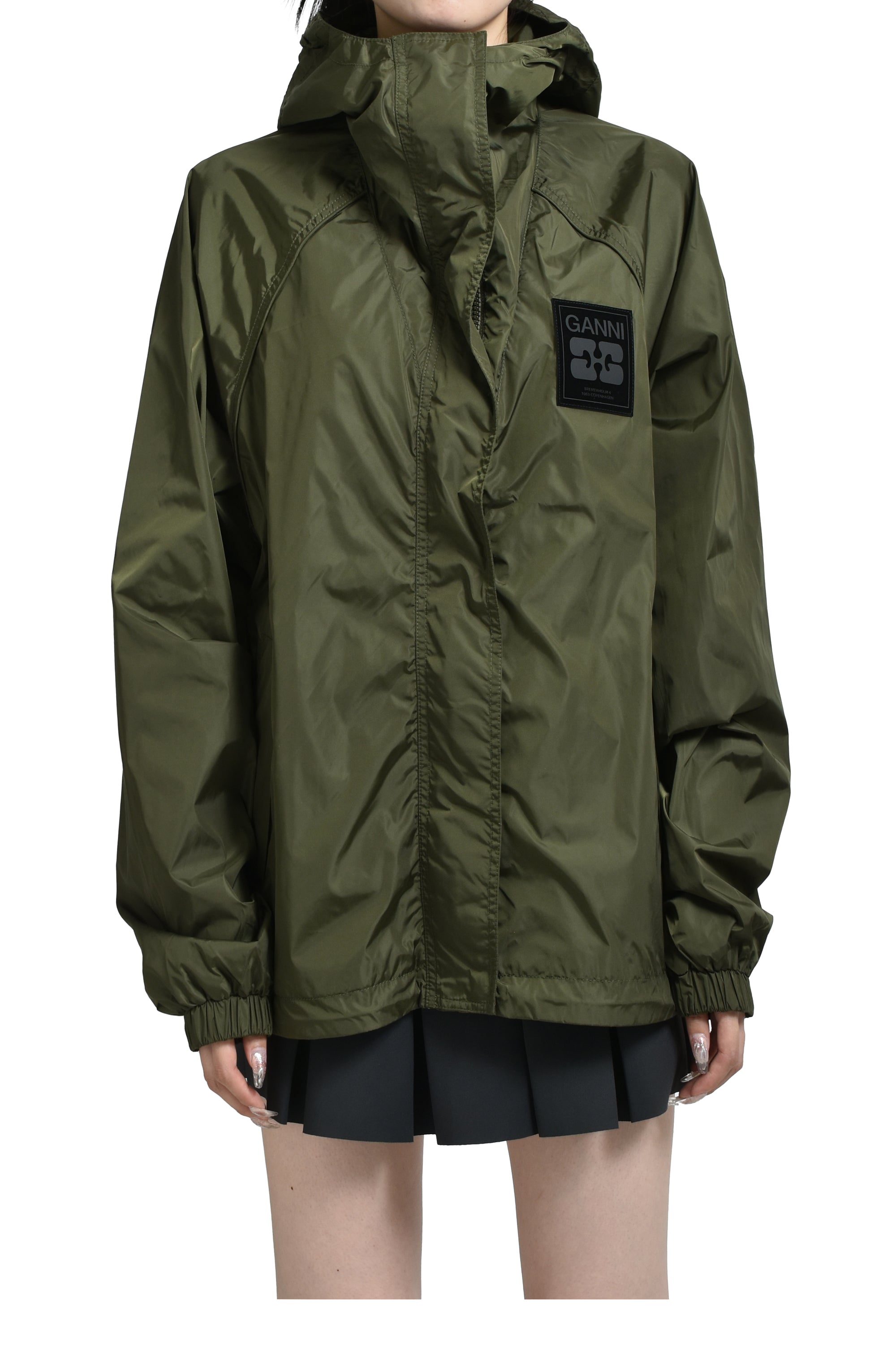 GANNI ガニー FW25 FLYWEIGHT NYLON JACKET / KALAMATA - NUBIAN ヌビアン