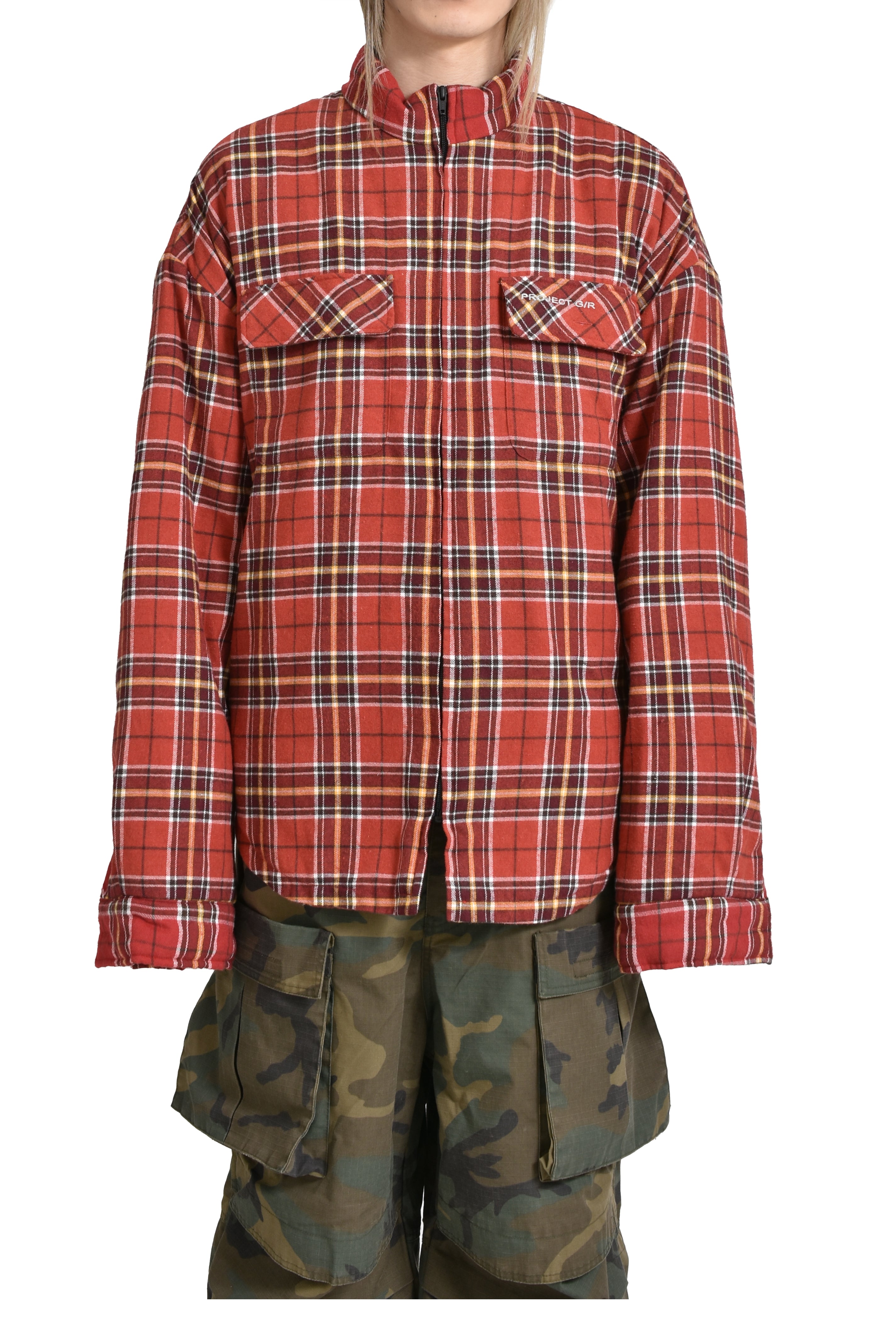 PROJECT G/R プロジェクト ジーアール FW24 PADDED CHECK SHIRTS JACKET / RED - NUBIAN