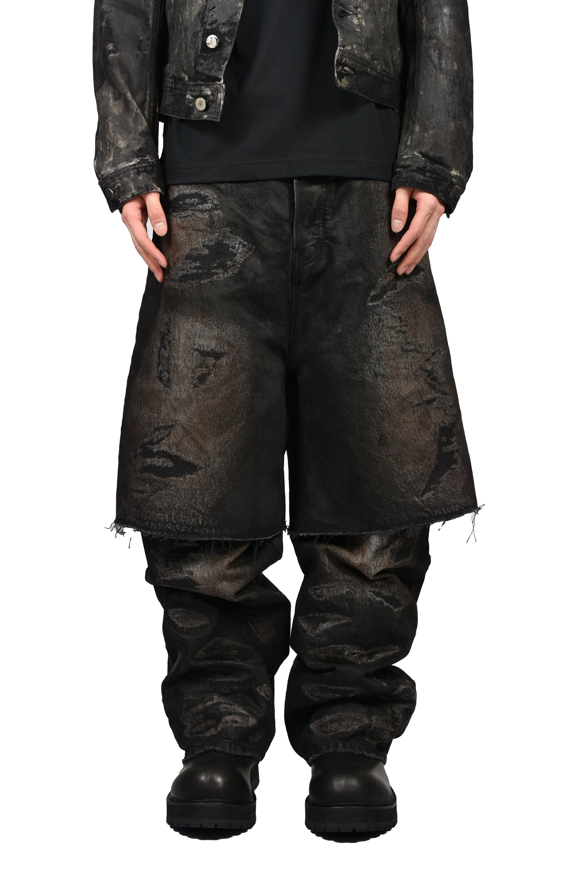 FILTH フィルス SS26 LAYERED BORO JEAN / BLK BRW - NUBIAN ヌビアン