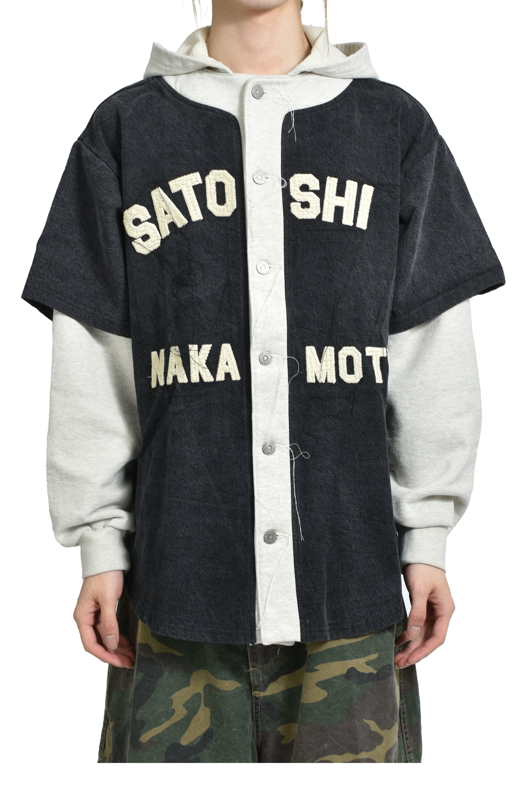 SATOSHI NAKAMOTO サトシ ナカモト SS24 KNAPP RANCH BASEBALL HOODIE / BLK GRY ...