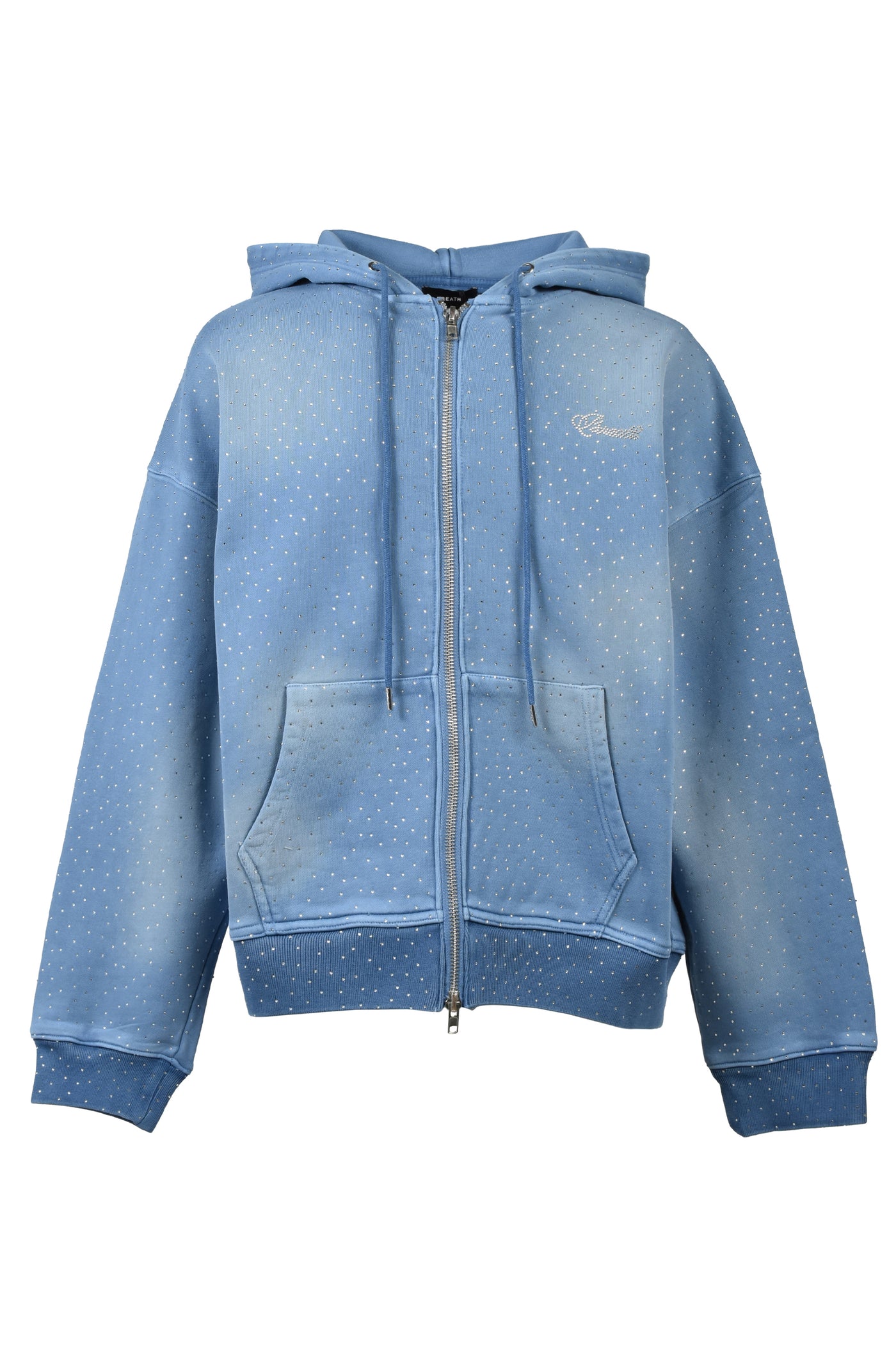 BREATH ブレス SS26 SCRIPT LOGO FADE RHINESTONE ZIP UP HOODIE / ICE ...
